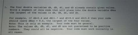 Solved The Four Double Variables DA DB DC And DD Already Chegg Com