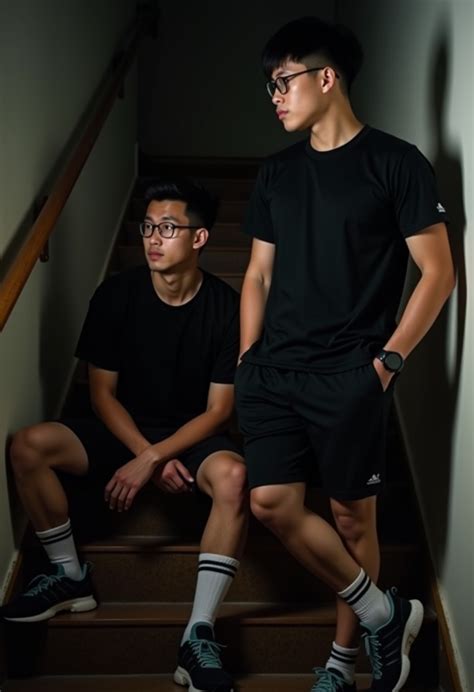 Two Chinese Men In Dimly Lit Indoor Setting Stable Diffusion Online