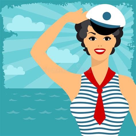 Sailor Pin Up Style Retro Girl Stock Illustrations 45 Sailor Pin Up