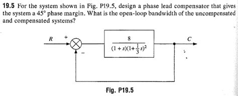 Solved 195 For The System Shown In Fig P195 Design A Phase Lead