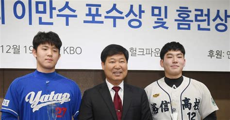 안인산 강현우이만수 포수상 및 홈런상 수상 사진