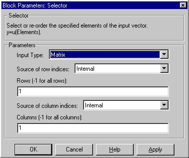 Selector Simulink Reference