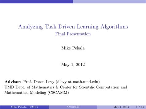 Ppt Analyzing Task Driven Learning Algorithms Final Presentation
