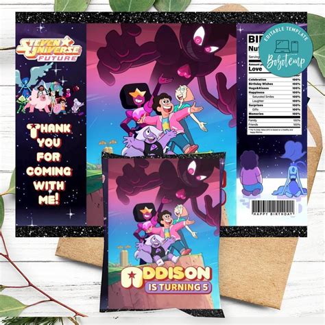 Steven Universe Birthday Chip Bag Digital File Printable Bobotemp