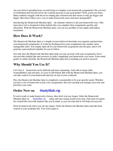The Homework Machine Quiz Pdf Homework Safari Web Browser