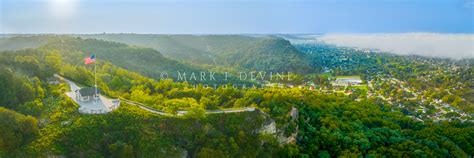 Grandad Bluff Burning Off The Morning Mist Drone Panorama 20x60