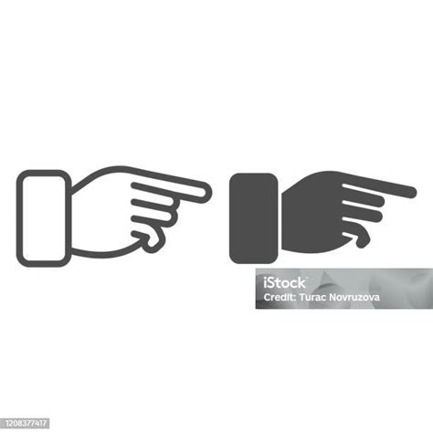 인덱스 포인터 선 및 솔리드 아이콘입니다 심판 집게 손가락 주 손가락을 가리키는 손으로 법학 벡터 디자인 개념 흰색 배경에 윤곽