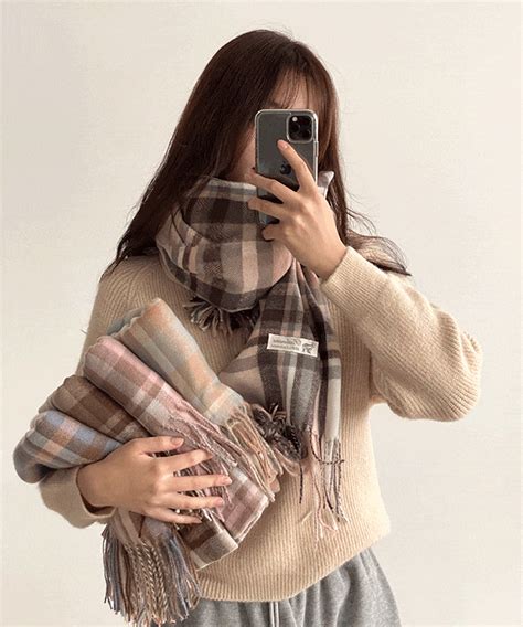 💗폭닥도톰11할인💗도톰 소프트 파스텔 체크 목도리 머플러 에이블리