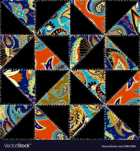 Geometric Patchwork Pattern Of A Squares Vector Image