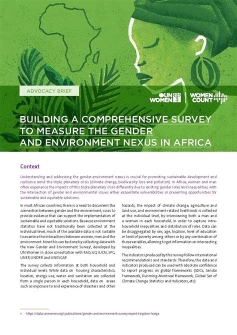 Building A Comprehensive Survey To Measure The Gender And Environment Nexus In Africa Un Women