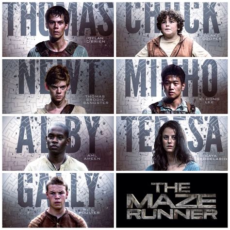 The Maze Runner Character Poster Thomas Chuck Newt Minho Alby Teresa Gally Maze Runner