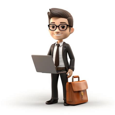 3d Male Administrative Assistant On White Isolated Background Premium