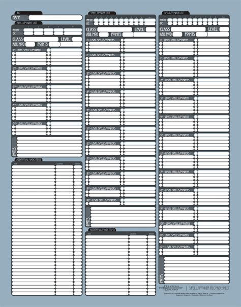Dungeons And Dragons Spell Sheet Printable
