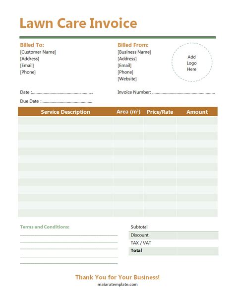 Lawn Care Invoice Template