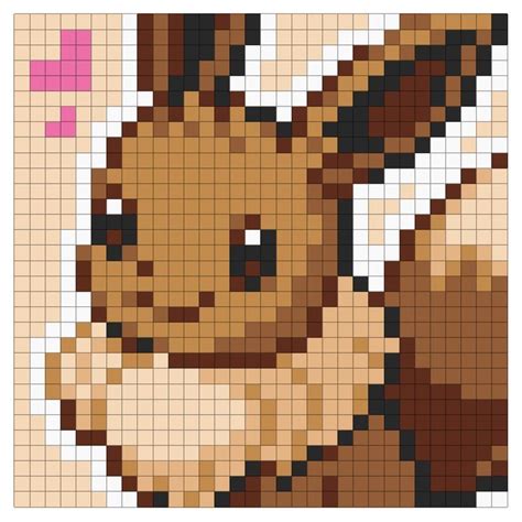 Eevee Pokemon Pix Brix Template Pixel Art Pattern Pixel Art Pixel Art Pokemon