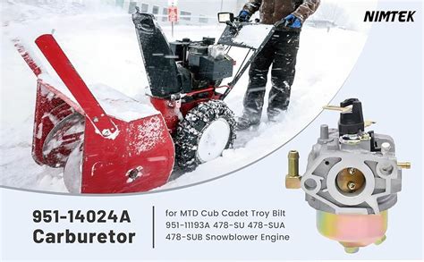 Amazon.com: NIMTEK 951-11193 Carburetor for MTD Cub Cadet Troy Bilt 951 ...