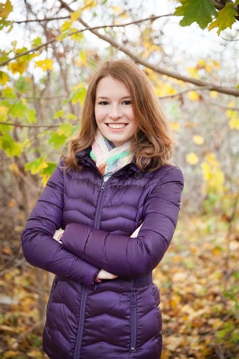 Redhead Outside Enjoying Autumn Stock Image Image Of Leaning Belonging