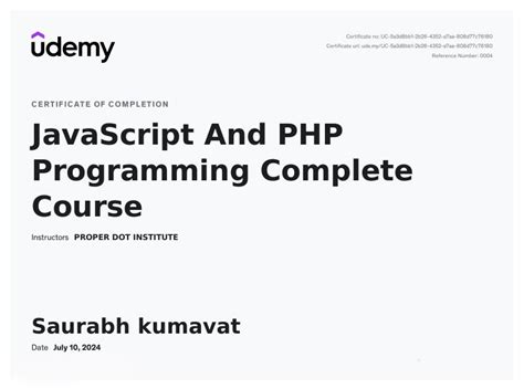 Saurabh Kumavat On Linkedin Hey Connections Just Completed My Course On Javascript And Php