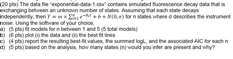 Solved 20 Pts The Data File Exponential Data 1csv