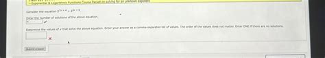 solved exponential and logarithmic functions course packet on