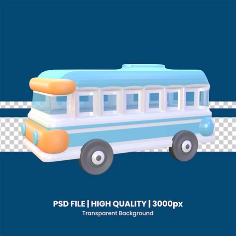 투명한 배경에 격리된 3d 아이콘 투어 버스 렌더링 프리미엄 Psd 파일