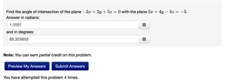 Solved Find The Angle Of Intersection Of The Plane