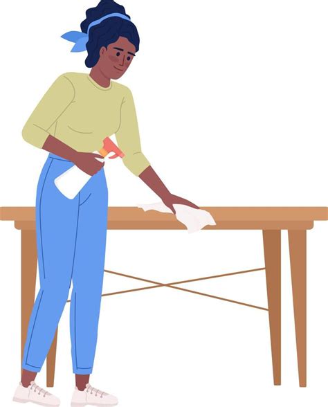 Wipe The Table Clipart Man Cleaning Furniture With Duster And Water