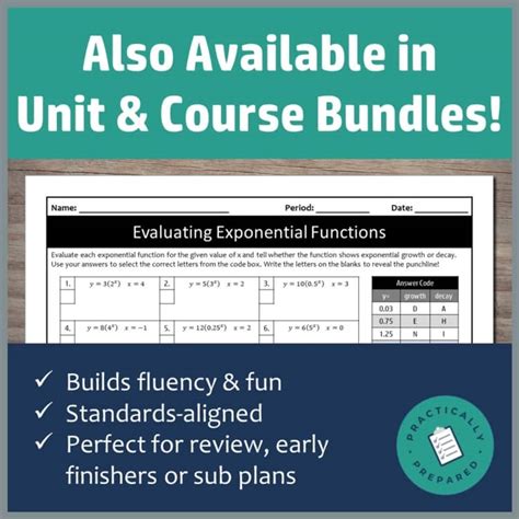 Evaluating Exponential Functions Worksheet Self Checking Algebra 1