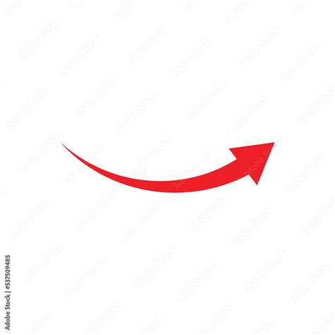 Eps10 Red Vector Curved Or Directional Arrow Icon Isolated On White Background Indicated Or