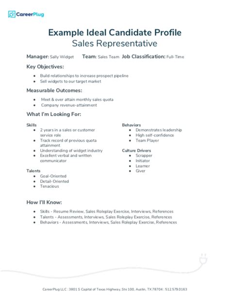 Free Ideal Candidate Profile Template