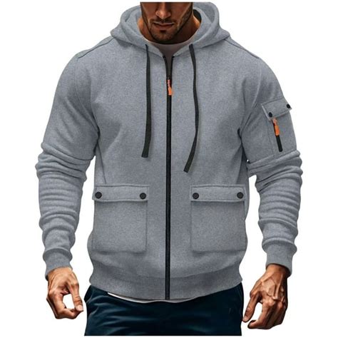 Dovford Men Hoodies Casual Tactical Hoodies For Men With Zip Pockets