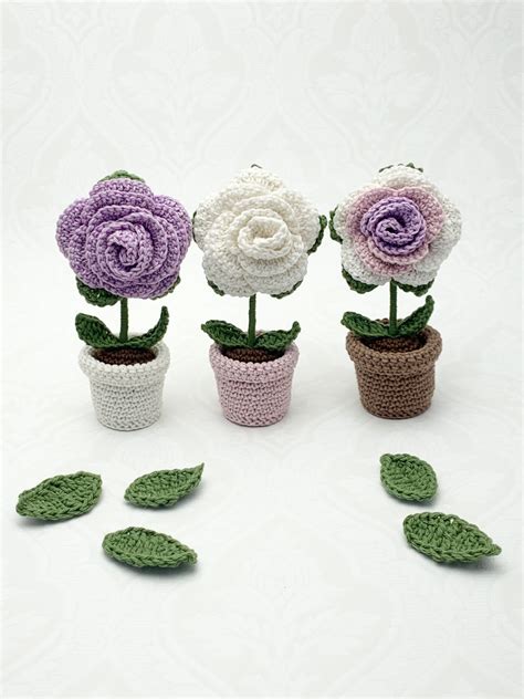 Mini Rose Pot Crochet Pattern