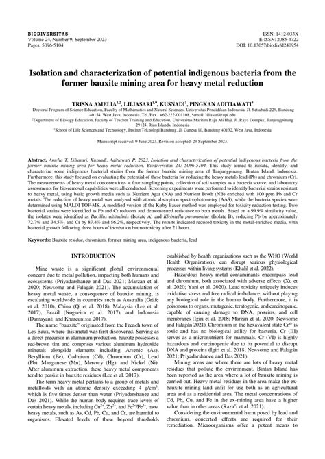 Pdf Isolation And Characterization Of Potential Indigenous Bacteria