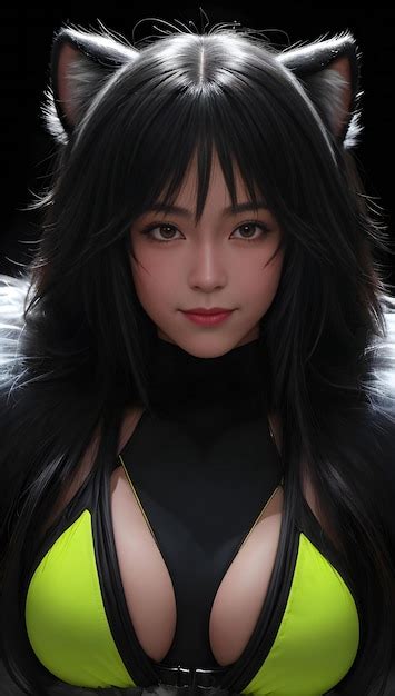 Premium Photo Sexy Cat Woman With Long Hair Isolated On Black