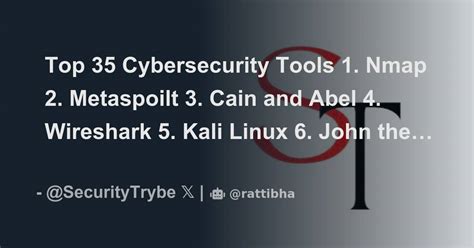 Top 35 Cybersecurity Tools 1 Nmap 2 Metaspoilt 3 Cain And Abel 4
