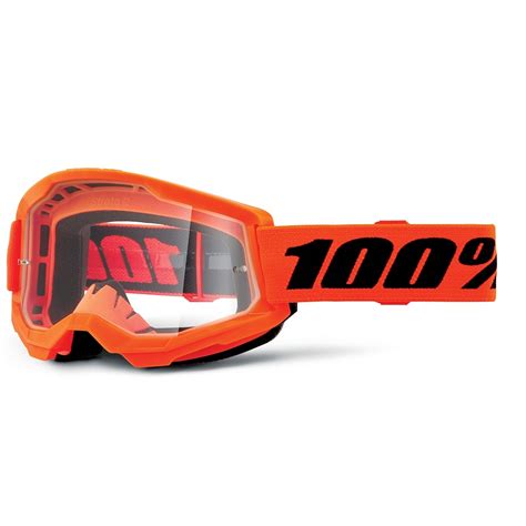 100 Strata 2 Goggle Neon Orange Clear Bike24
