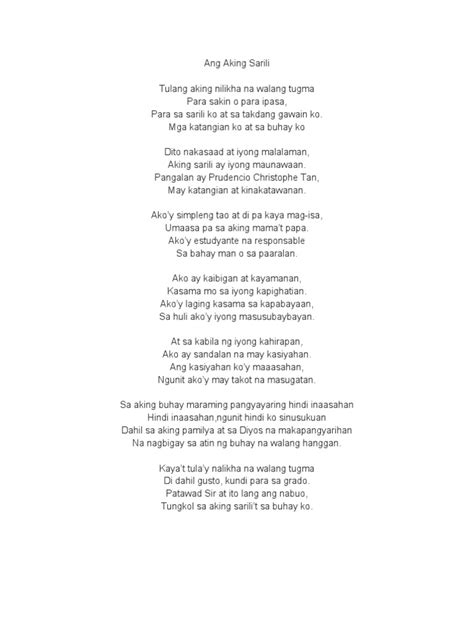 Ang Aking Sarili Pdf