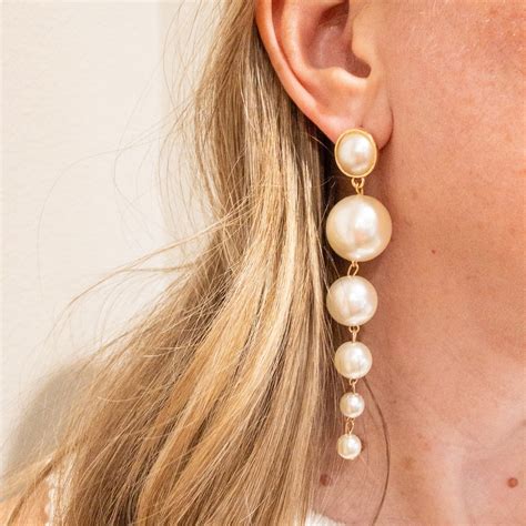 Large Pearl Long Drop Earrings • Pearl Statement Earrings • Big Bridal Drop Earrings