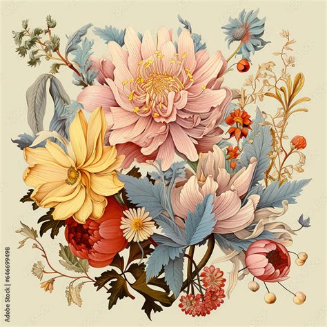 정교한 꽃 일러스트레이션 Stock Illustration Adobe Stock