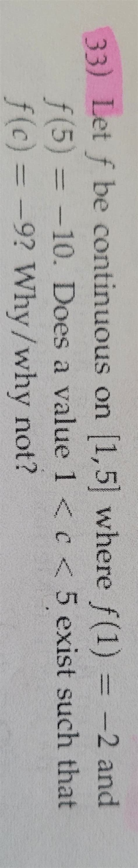 solved 3 let f be continuous on [1 5] where f 1 −2 and