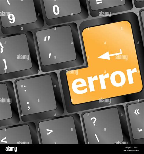 Yellow Error Keyboard Button Close Up Stock Photo Alamy