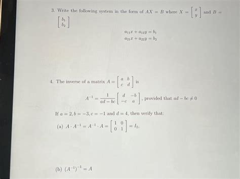 solved 3 write the following system in the form of ax b