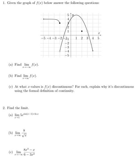 solved 1 given the graph of f x below answer the following