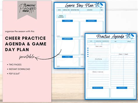 Printable Cheer Game Day Plan And Practice Agenda Instant Download Template Cheerleader