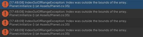 index was outside the bounds of the array r unity3d