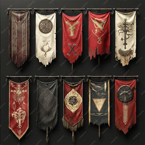 Battle Standards And Flags Showing The Banners And Symbols Used By