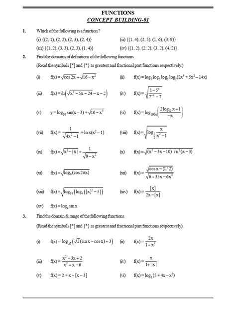 function domain range practice pdf function mathematics