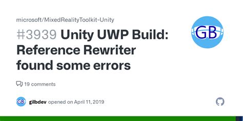 Unity Uwp Build Reference Rewriter Found Some Errors · Issue 3939
