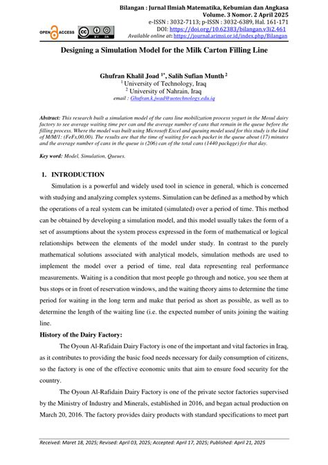 Pdf Designing A Simulation Model For The Milk Carton Filling Line