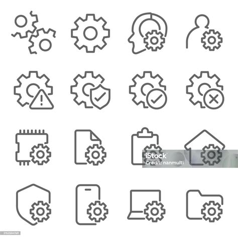 Gear Vector Line Icons Contains Such Icons As Config Information Setting And More Editable